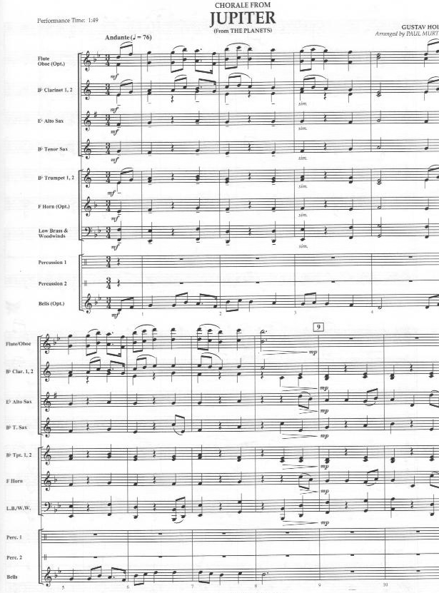MusicaInfo.net/Detail/Chorale from 'Jupiter' (from 'The Planets') (4001770)